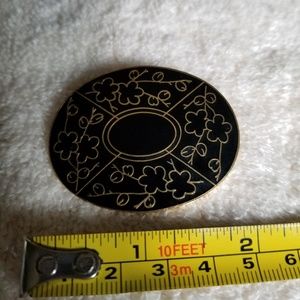 Jewelry | Vintage Black Enamel Brooch With Gold Outline | Poshmark
